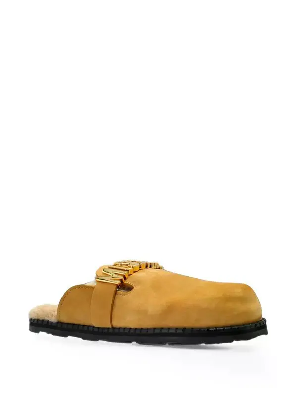 Moschino Logo-plaque Suede Slippers