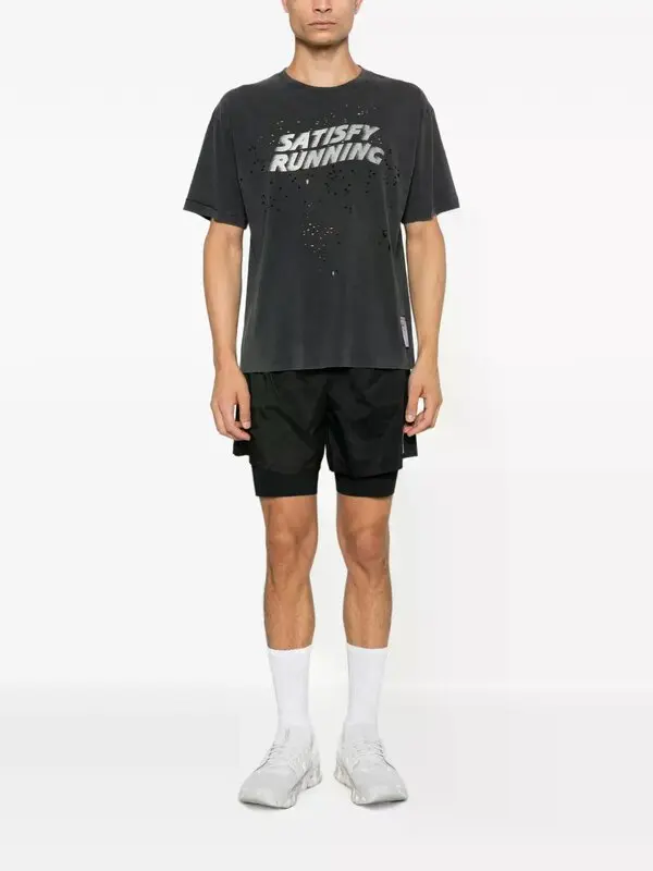 Satisfy Distressed Logo-print T-shirt - Black
