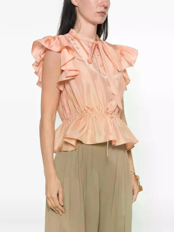Chloé Ruffled Lace-trim Top