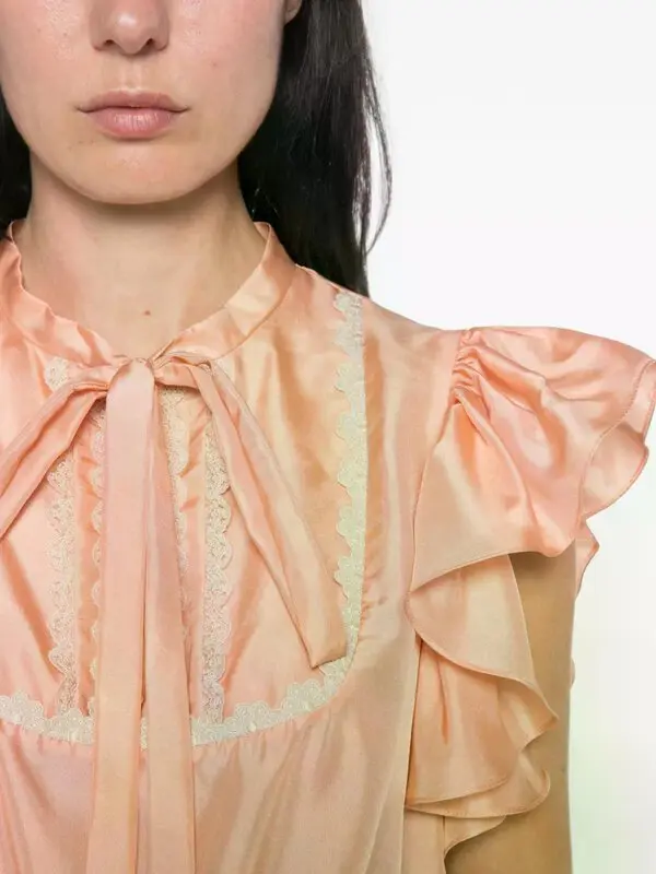 Chloé Ruffled Lace-trim Top