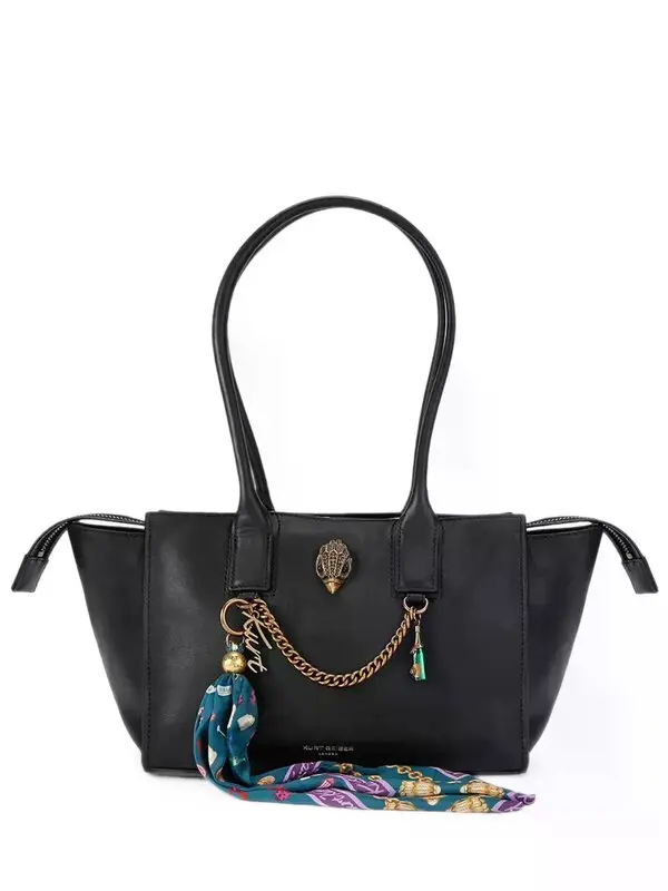 Kurt Geiger Eagle-plaque Tote Bag With Silk Scarf Detail - Black