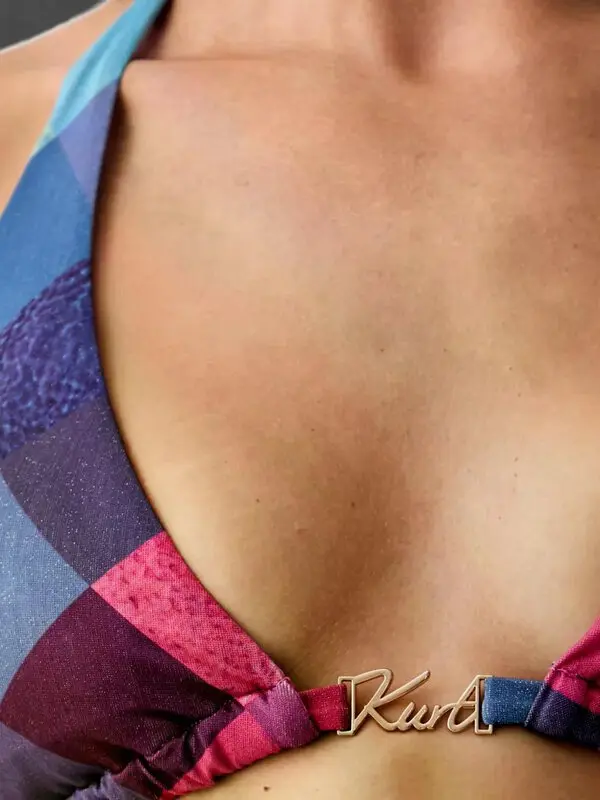 Kurt Geiger Check-print Triangle Bikini Top