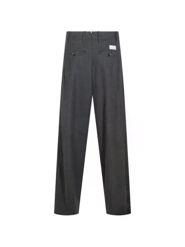 NINE:INTHE:MORNING Pinstripe Pleated Trousers - Grey