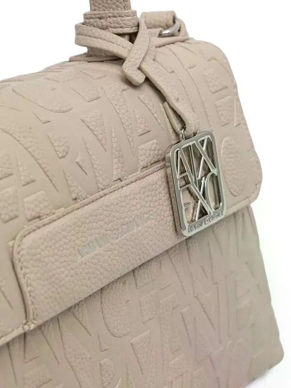 Armani Exchange Embossed Logo Top Handle Handbag With Adjustable Strap - Neutrals