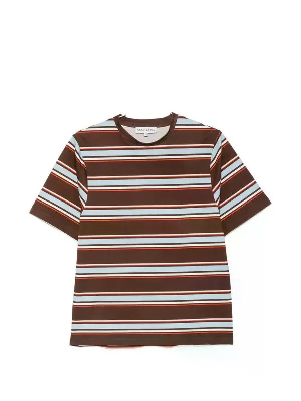 Stine Goya Striped Crewneck T-shirt - Brown