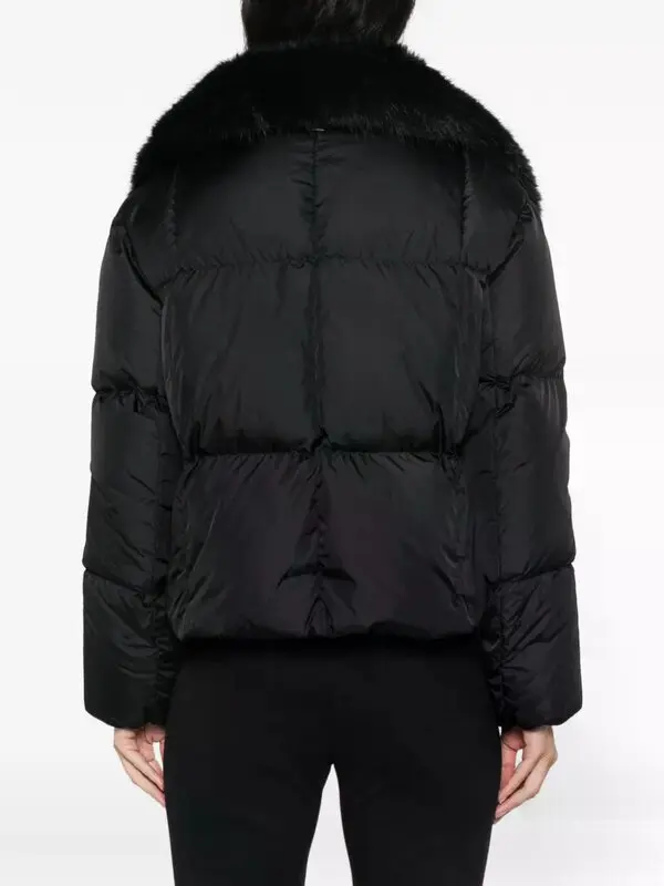 Herno Zip-up Puffer Jacket With Fur Collar - Black