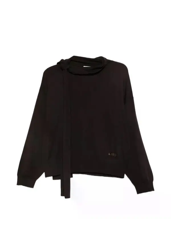 Liu Jo Tie-neck Rhinestone-logo Sweatshirt - Brown