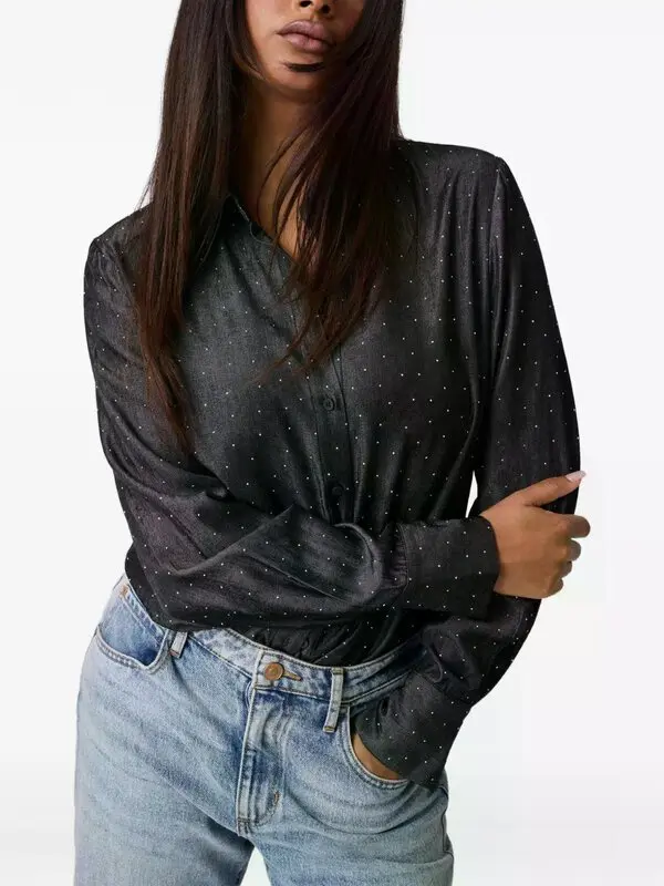 Guess Ls Lucia Relaxed Hotfix Shirt - Black