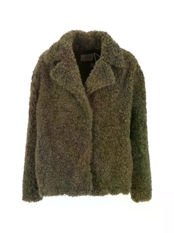 EMME Faux-shearling Notched-lapels Coat - Green