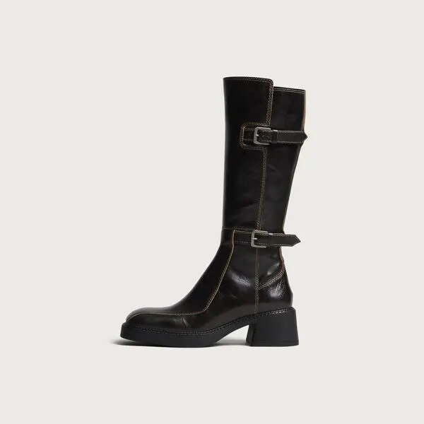 MIISTA Jarmila Knee-high Buckled Leather Boots
