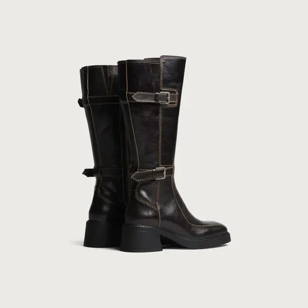 MIISTA Jarmila Knee-high Buckled Leather Boots
