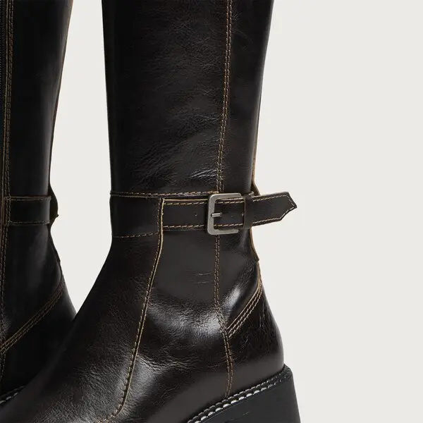 MIISTA Jarmila Knee-high Buckled Leather Boots