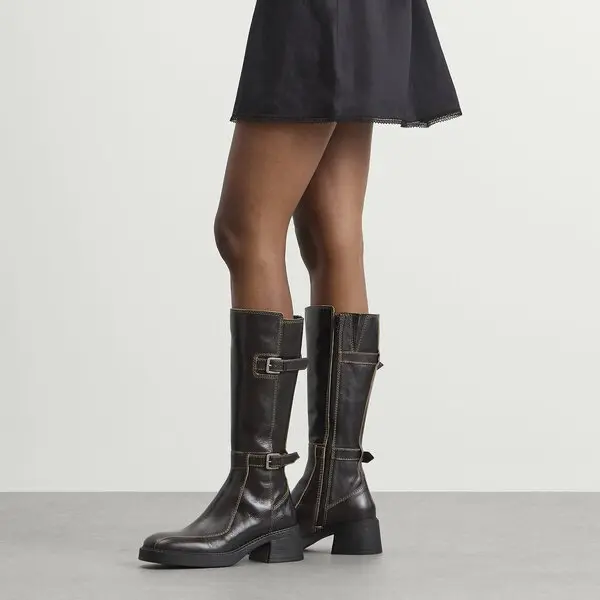 MIISTA Jarmila Knee-high Buckled Leather Boots