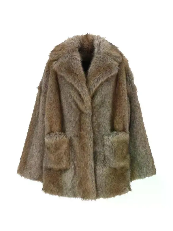 BB COUTURE Faux-fur Notched-lapels Coat