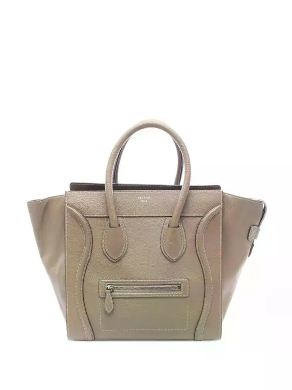 Celine 2010-2026 Mini Drummed Calfskin Luggage Tote Bag - Neutrals