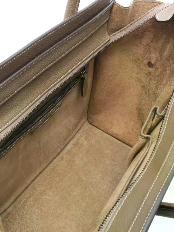 Celine Mini Drummed Calfskin Luggage Tote Bag - Neutrals