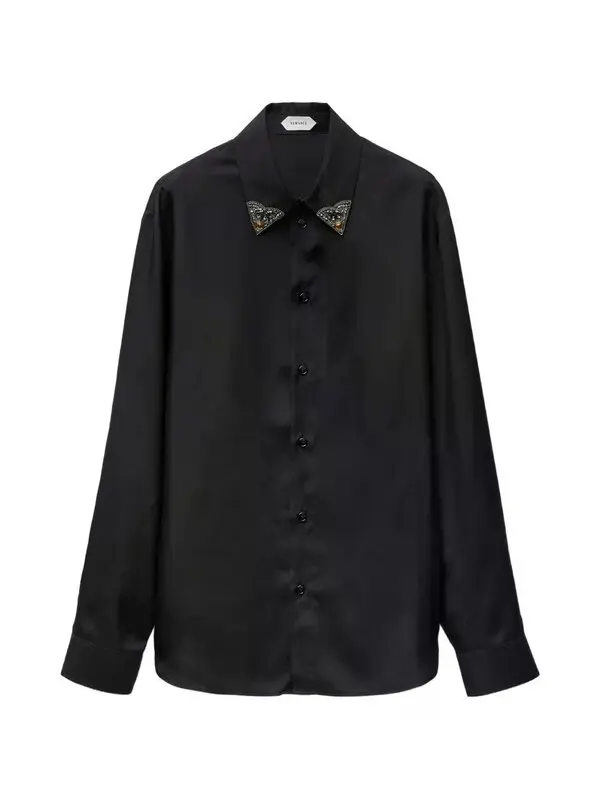 Versace Silk-poplin Regular Shirt - Black