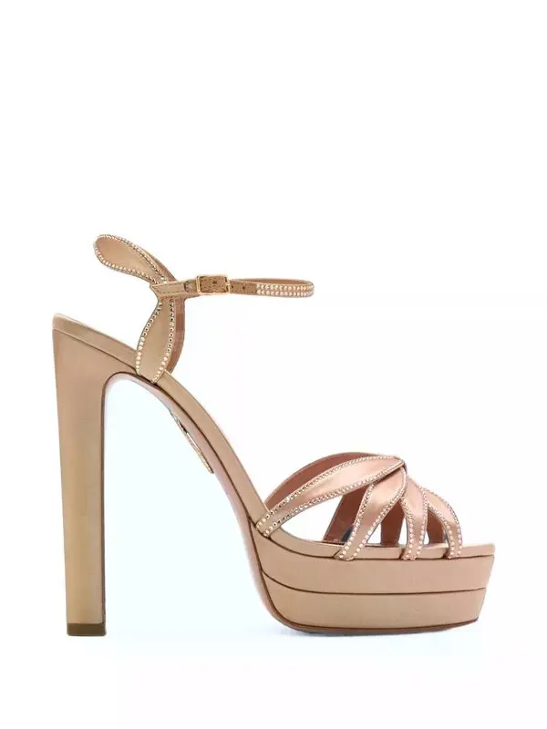 AQUAZZURA Soulmate Crystal Sandals Plateau 130 - Neutrals