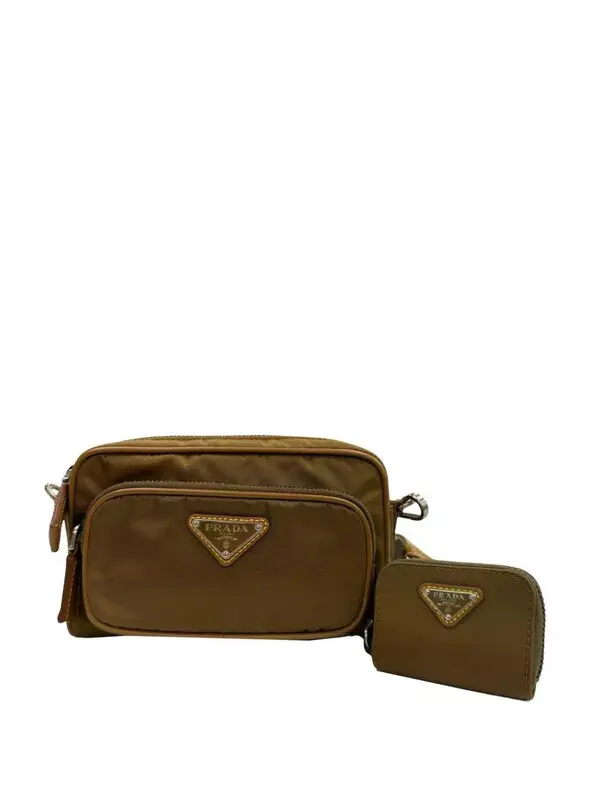 Prada 2013-2026 Re Nylon Travel Pocket Double Zip Crossbody Bag - Brown