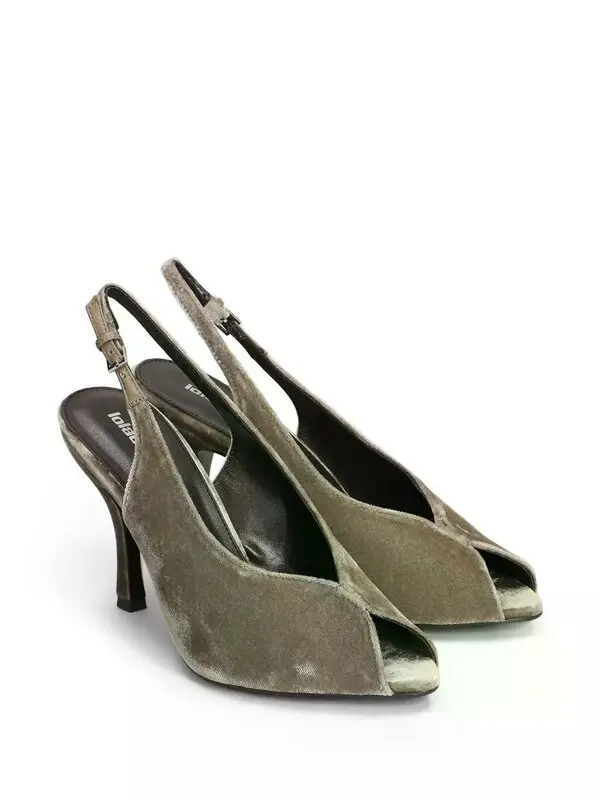 Lola Cruz Garbiette 95 Velvet Peep-toe Pumps - Grey