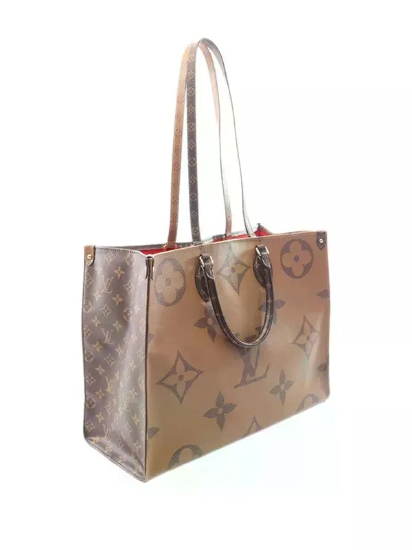 LOUIS VUITTON Monogram Reverse Giant Onthego Gm Satchel - Brown
