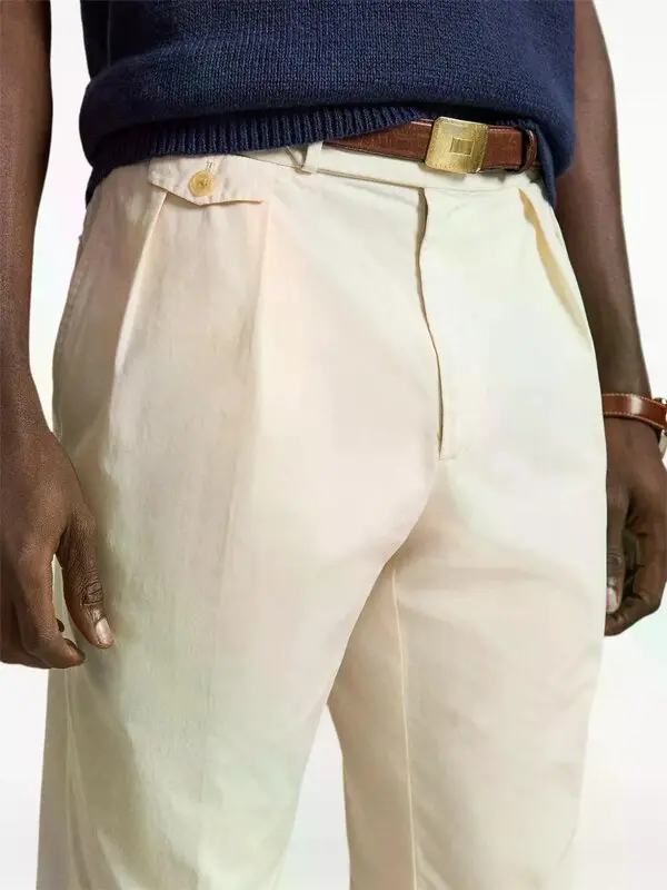 Polo Ralph Lauren Double-pleated Cotton Trousers - Neutrals
