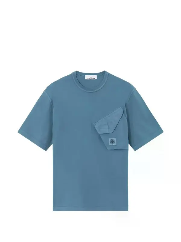 Stone Island 2100008 Organic-cotton Jersey Regular-fit T-shirt With Chest Pocket - Blue