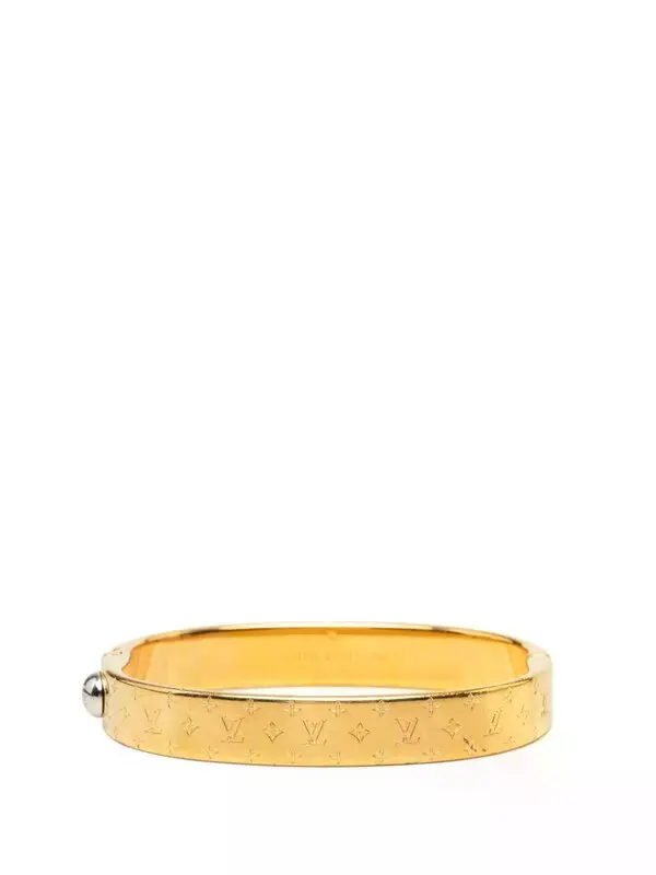 LOUIS VUITTON 2022 Plated Nanogram Cuff Bracelet S Costume Bracelet - Gold