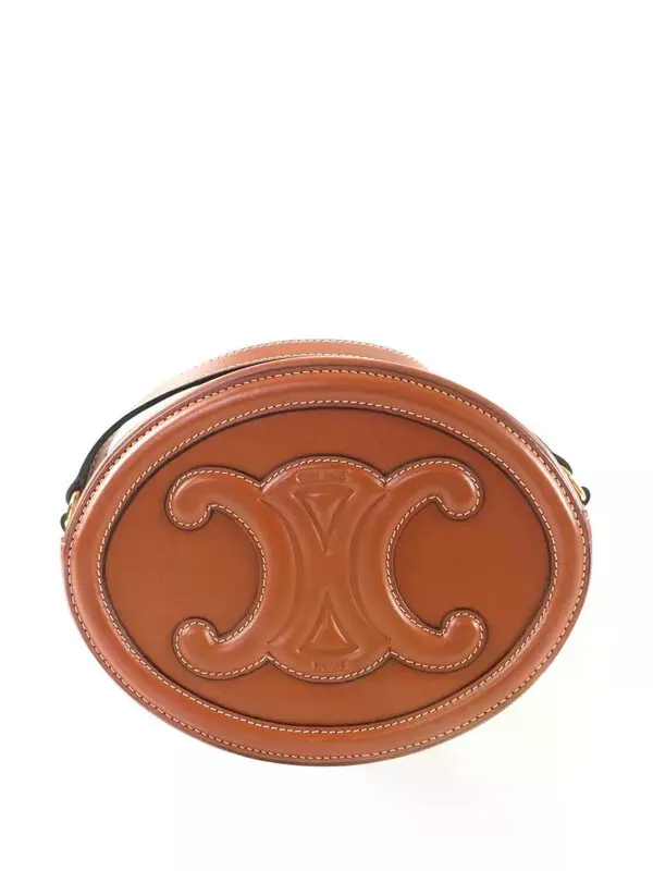 Celine 2018-2026 Calfskin Cuir Triomphe Oval Crossbody Bag - Brown