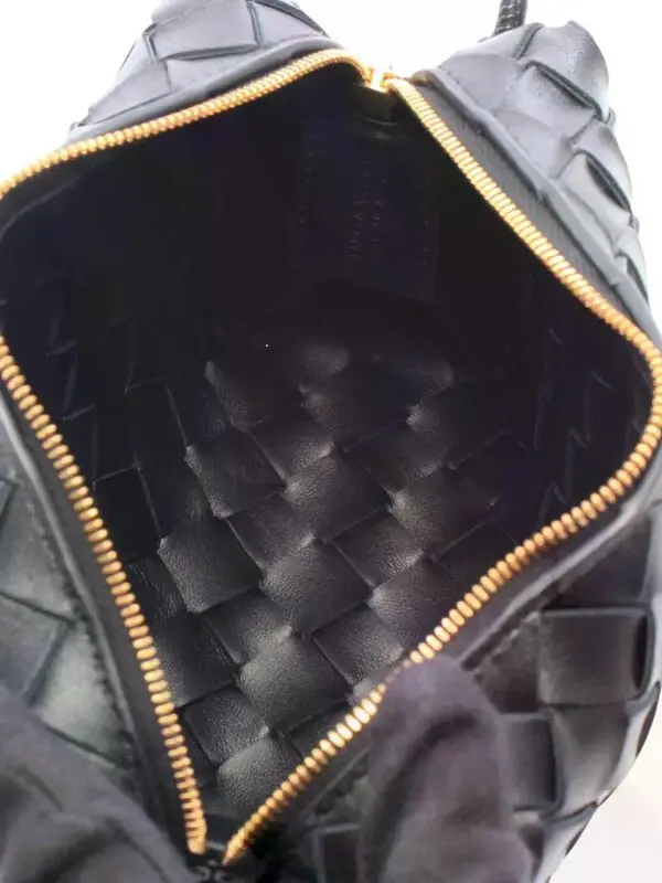 Bottega Veneta Lambskin Intrecciato Loop Camera Bag - Black