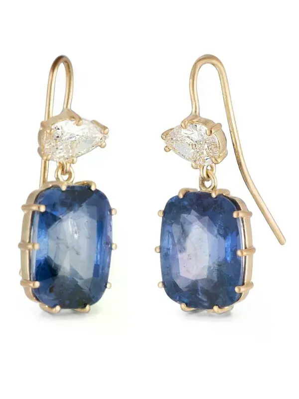SYLVA & CIE Sapphire And Diamond Drop Earrings