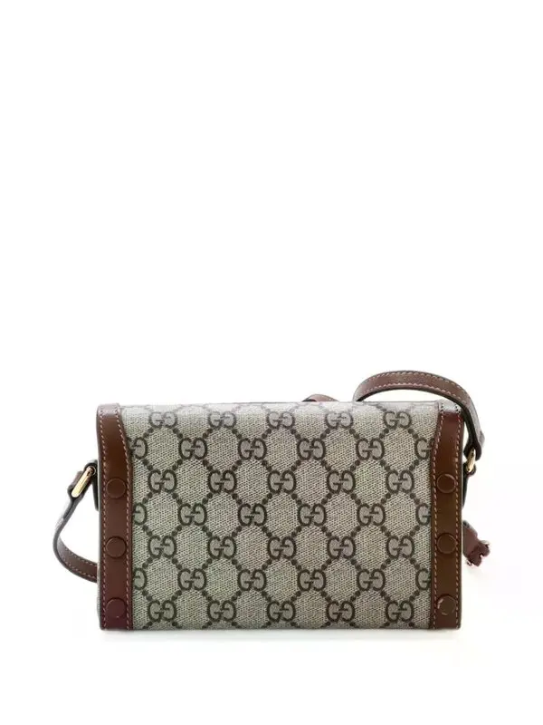 Gucci Horsebit 1955 Flap Gg Coated Canvas Mini Crossbody Bag - Brown