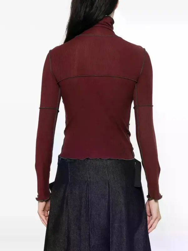 BASERANGE Exposed Seam Ribbed Knit High Neck Top