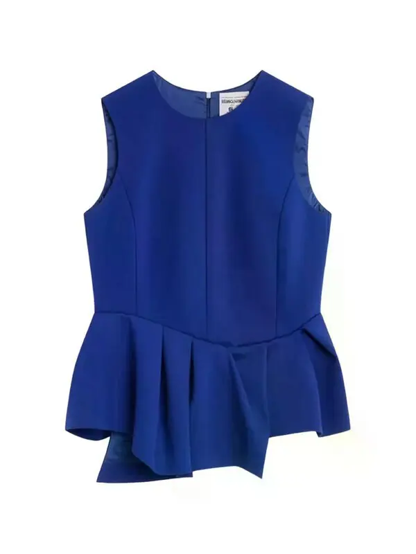 SEMICOUTURE Sleeveless Peplum Hem Top - Blue