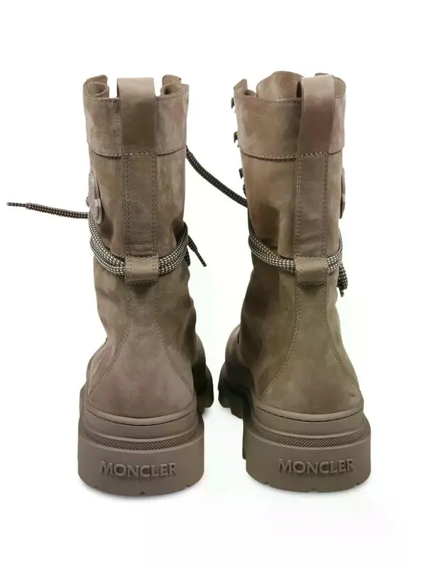 Moncler Vera Lace-up Logo-patch Boots - Green