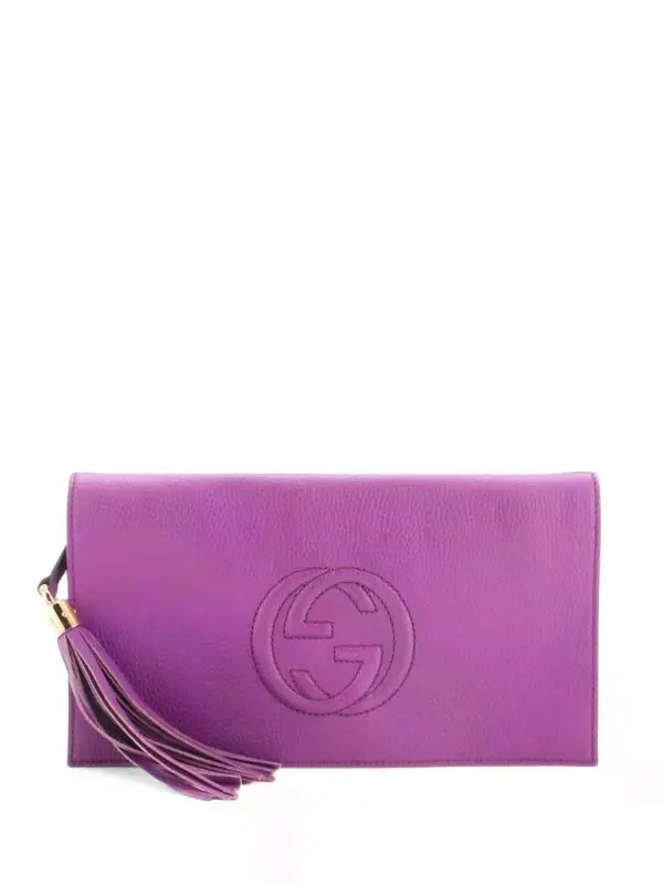 Gucci Soho Leather Clutch Bag - Purple