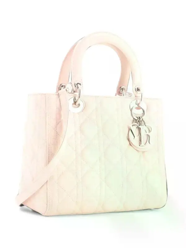 Dior Lady Nm Bag Cannage Quilt Grained Lambskin Medium Satchel - Neutrals