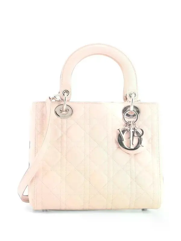 Dior Lady Nm Bag Cannage Quilt Grained Lambskin Satchel - Neutrals