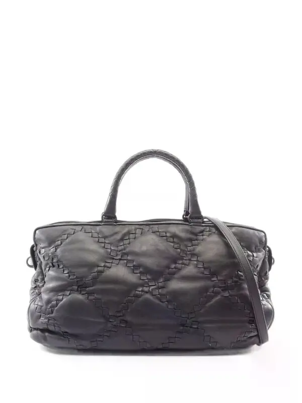 Bottega Veneta 2010s Intrecciato Leather Two-way Handbag - Black