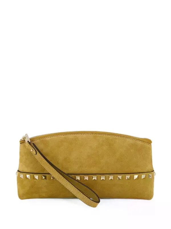 Valentino Garavani Rockstud Suede Clutch Bag - Neutrals