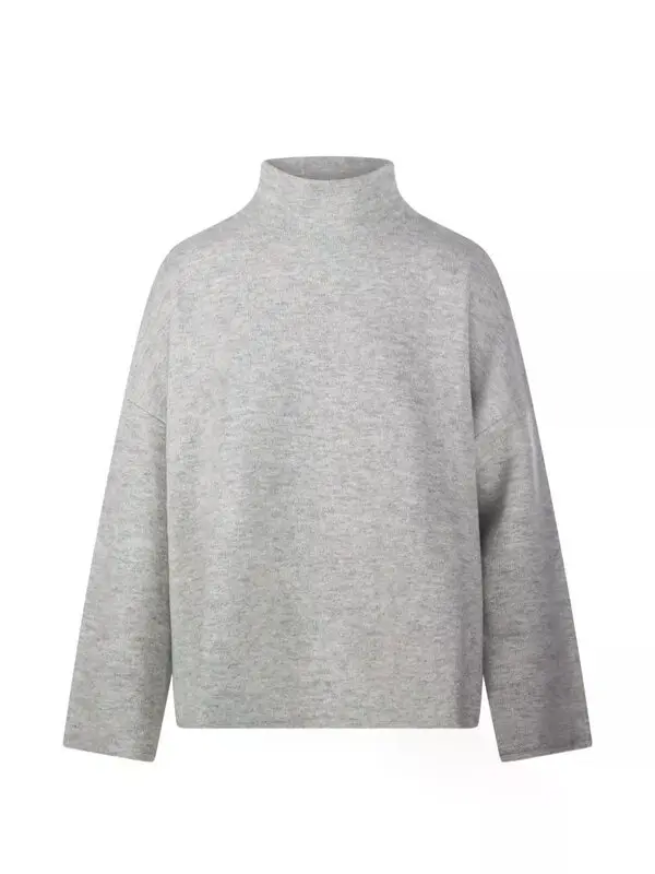 ALLUDE High-neck Drop-shoulder Sweater - Grey