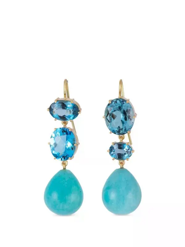 SYLVA & CIE Blue Topaz And Amazonite Drop Earrings - Gold
