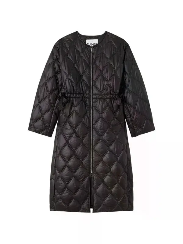 GANNI Quilted Coat - Black