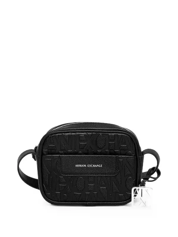 Armani Exchange Logo Embossed Shoulder Bag - Black
