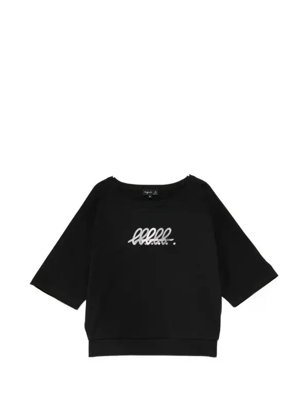 AGNES B. Logo-print Short-sleeve T-shirt - Black
