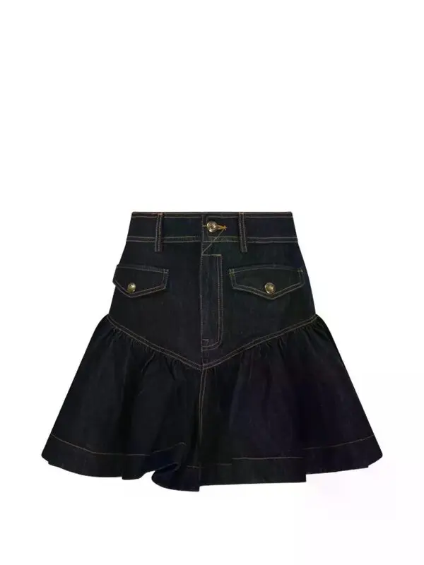 Zimmermann Ruffled Denim Mini Skirt - Blue