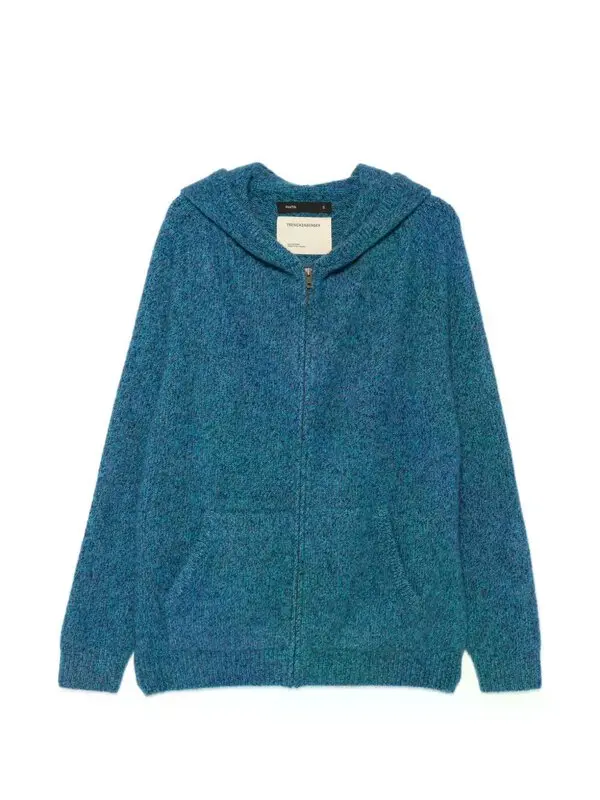 Frenckenberger Zip-up Knit Cardigan With Hood - Blue