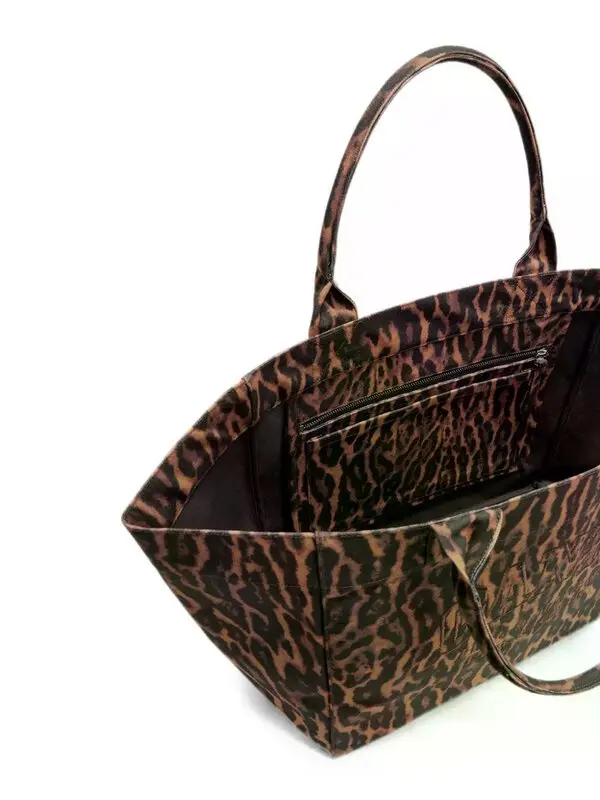 GANNI Xxl Leopard-print Embroidered Tote Bag