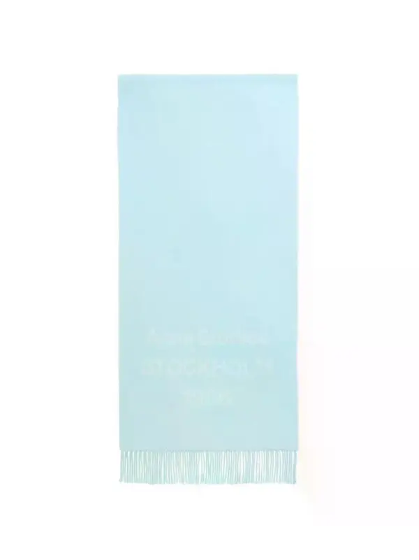 Acne Studios Logo-intarsia Fringed Scarf - Blue