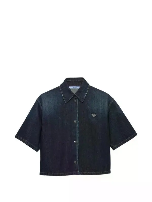 Prada Short-sleeved Denim Shirt - Blue